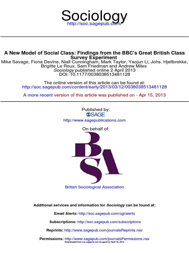 A New Model of Social Class | PDF | Survey Methodology | Wealth