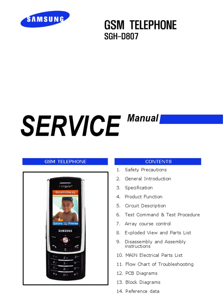 Samsung SGH-D807 Service Manual | PDF | Electrostatic Discharge | Amplifier