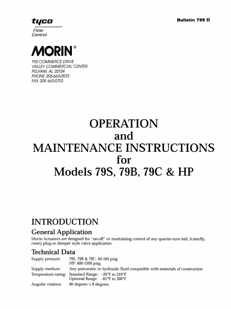 Morin Actuator-79S 79B 79C HP | PDF | Screw | Valve