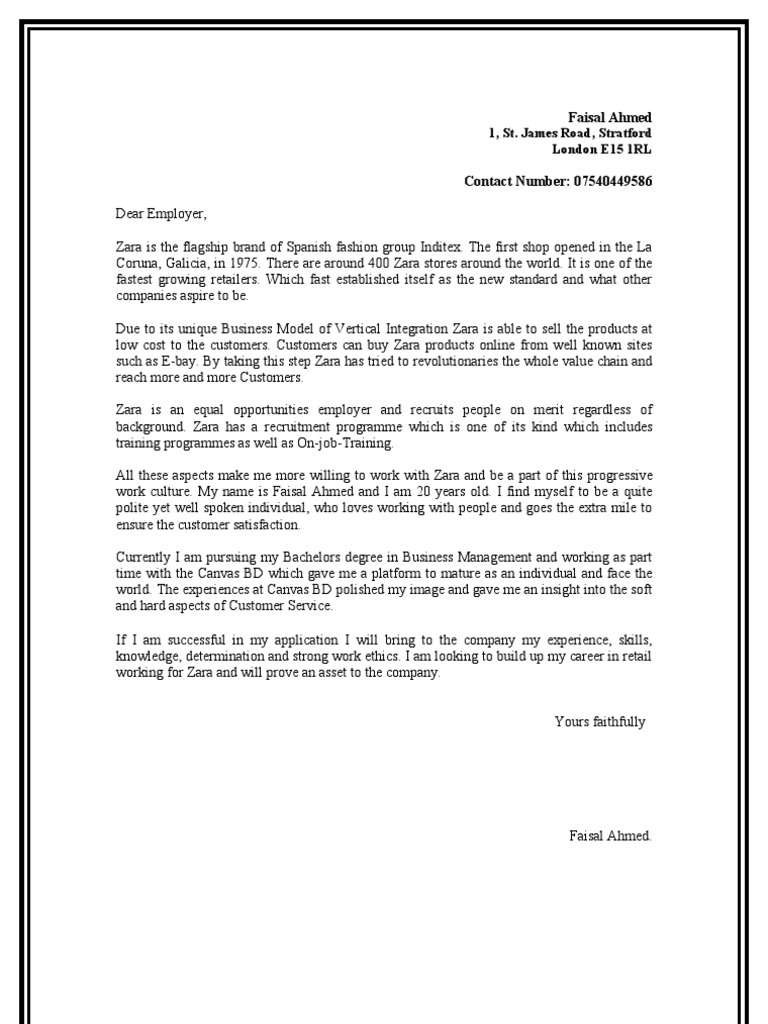 Final Cover Letter | PDF | Retail | Communication