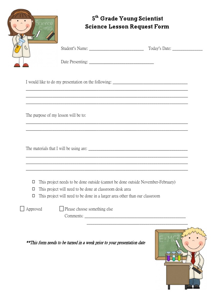 5th Grade Science Presentation Form | PDF