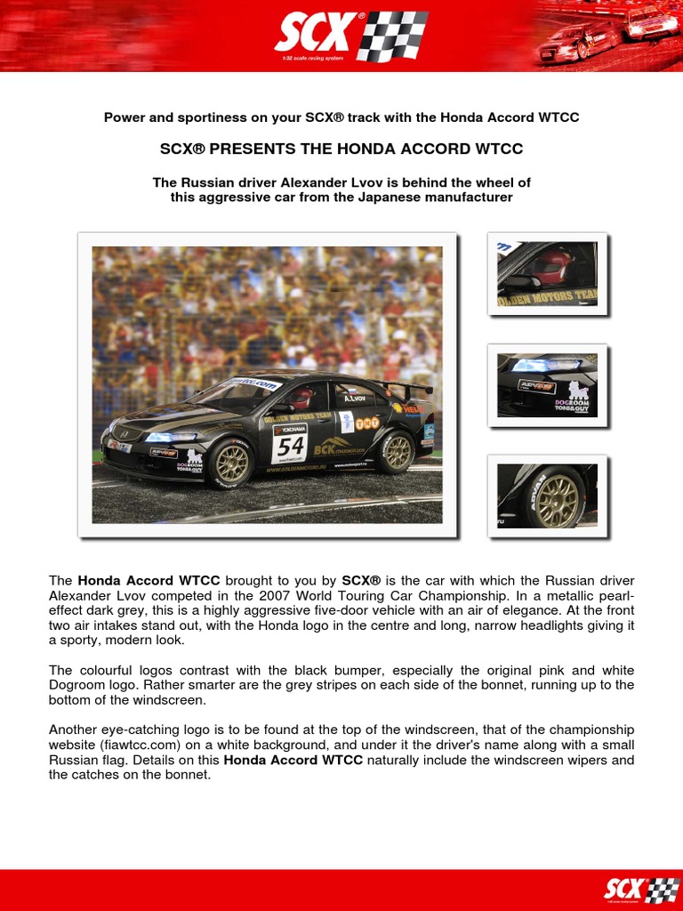 Power and Sportiness On Your SCX® Track With The Honda Accord WTCC ...