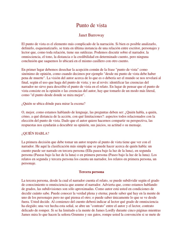 Punto de Vista Narrativo | Narración | Cuentos