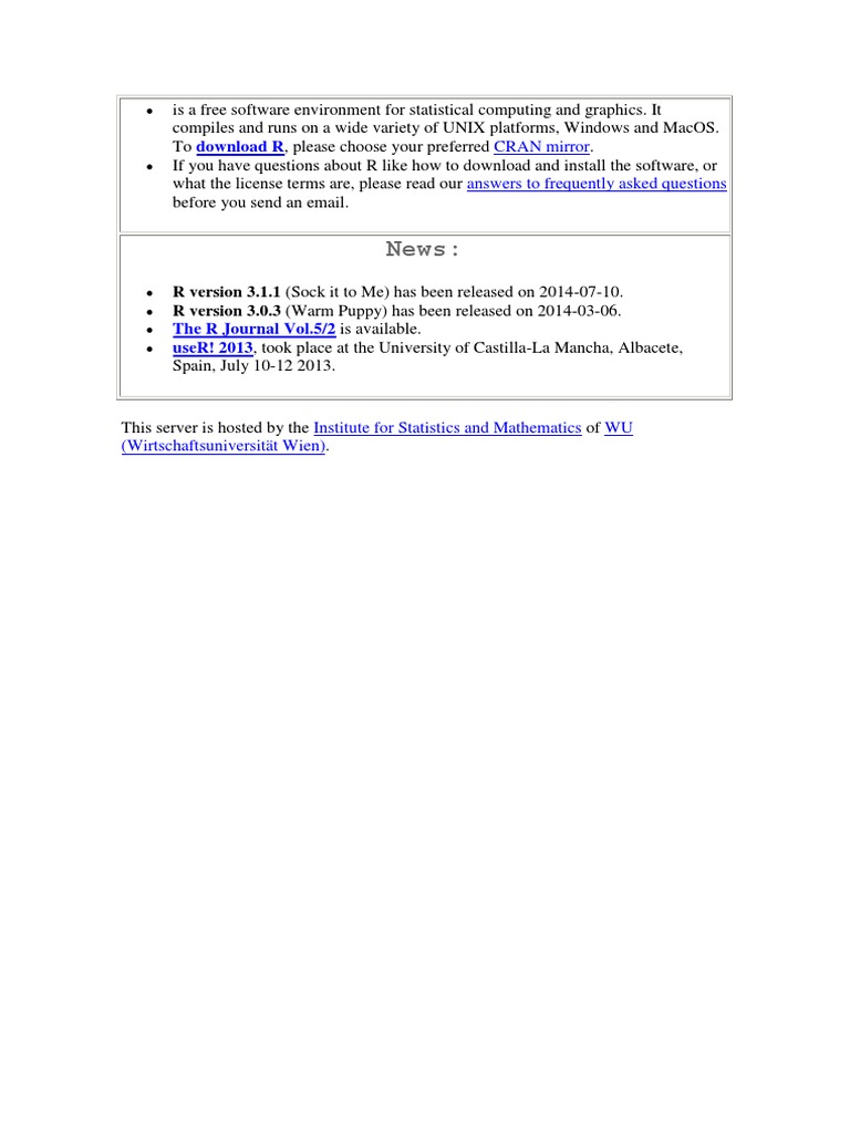 Understanding CRAN Mirrors for R | PDF | Computers | Technology ...