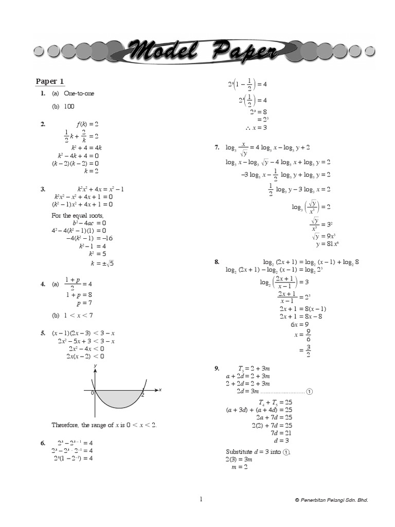 Addmath SPM Model Pelangi | PDF