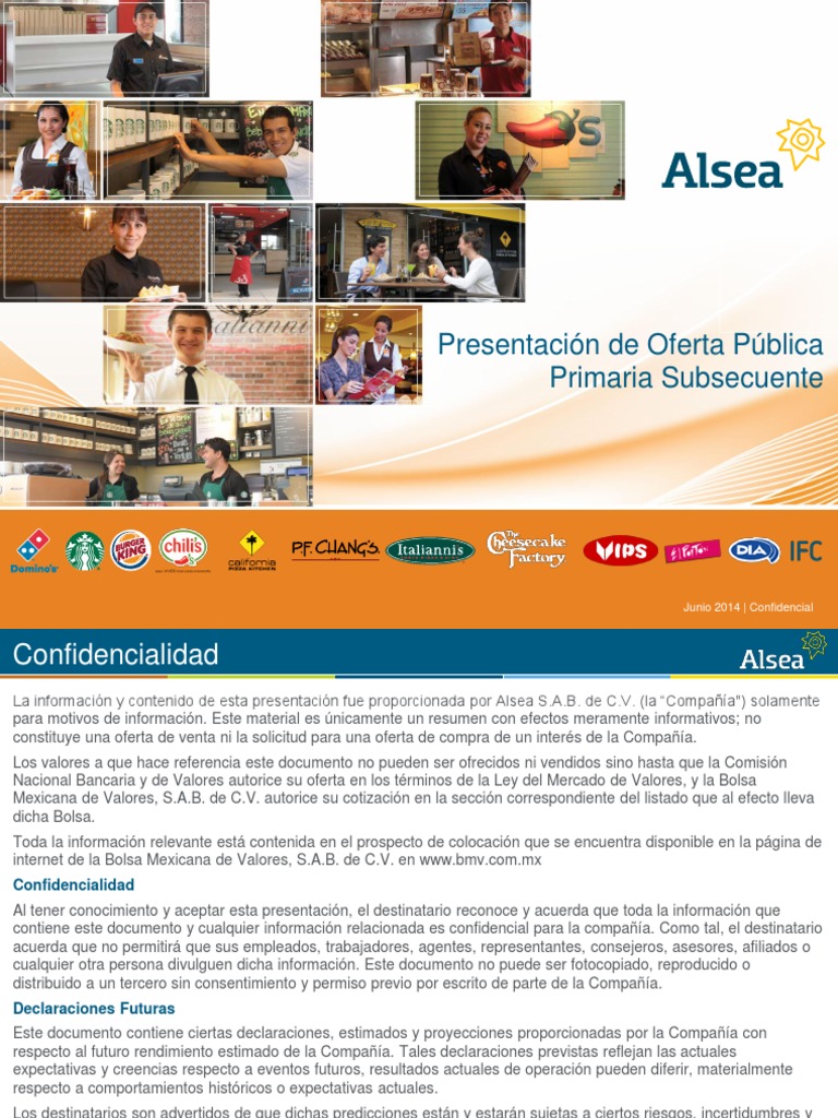Oferta Pública Alsea SAB para adquirir VIPS y pagar deuda | PDF ...