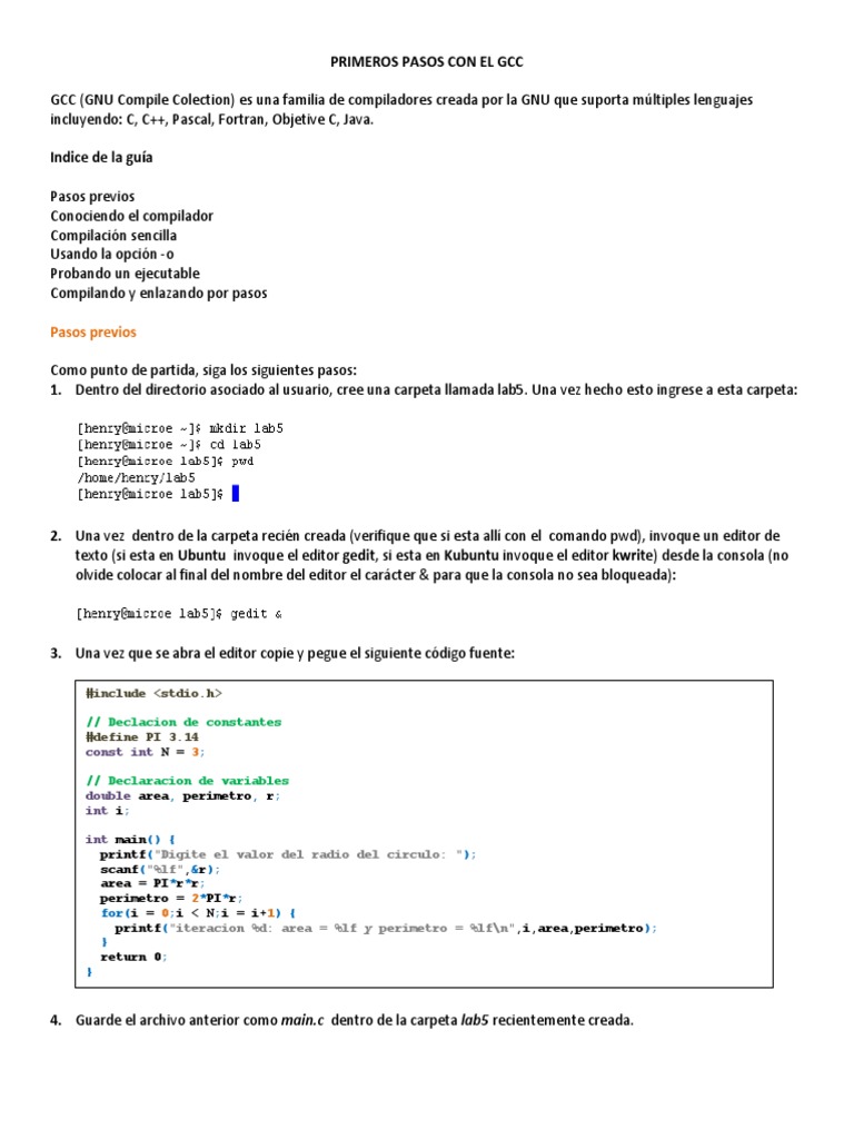 Guía Básica de Compilación con GCC | PDF | Compilador | Programa de ...