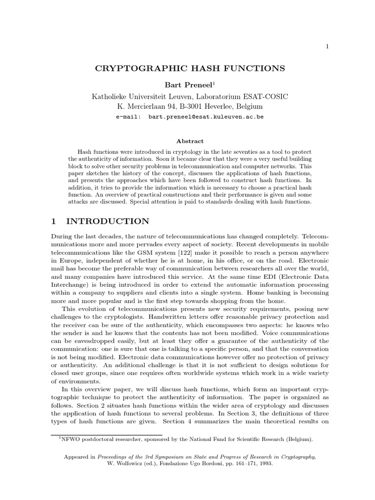 Cryptographic Hash Functions | PDF | Cryptography | Public Key Cryptography