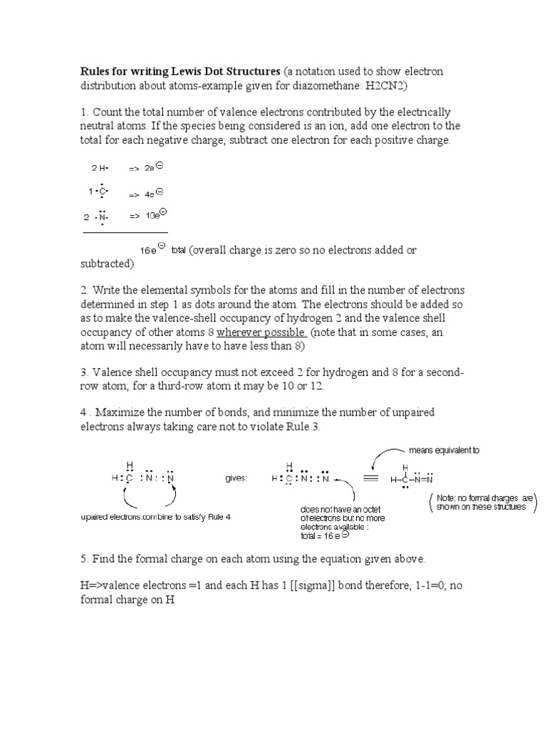 Rules For Writing Lewis Dot Structures (A Notation Used To | PDF ...