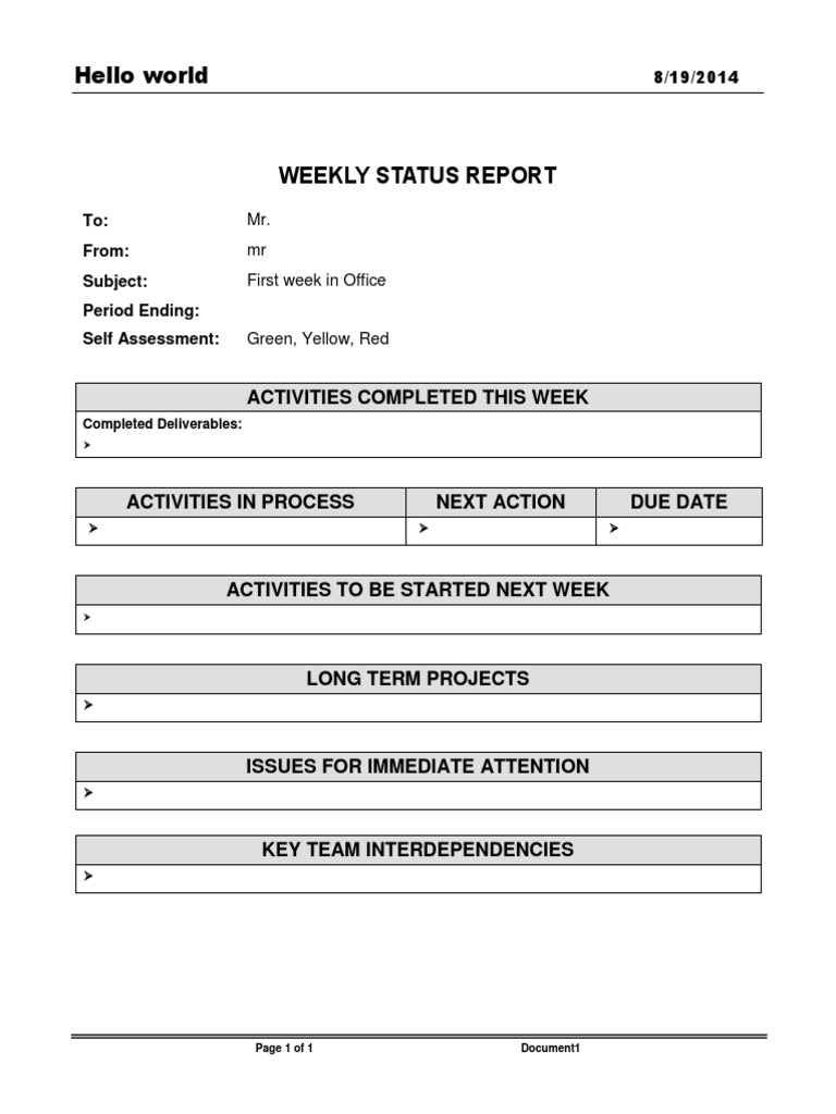 Hello World: Activities Completed This Week | PDF
