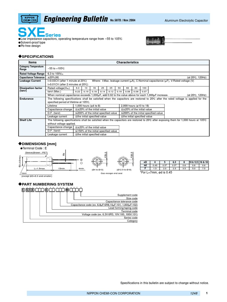 Engineering Bulletin: Specifications | PDF | Capacitor | Electromagnetism