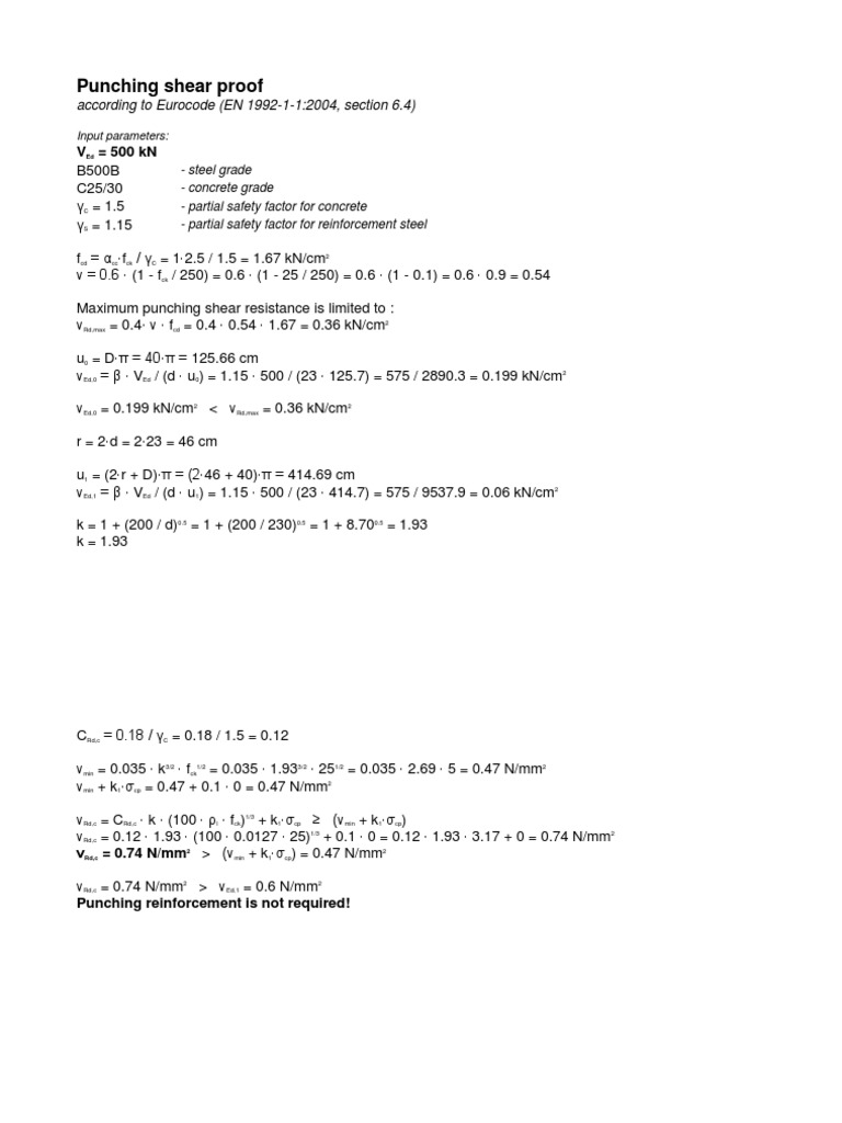 Punching Shear Proof: According To Eurocode (EN 1992-1-1:2004, Section ...