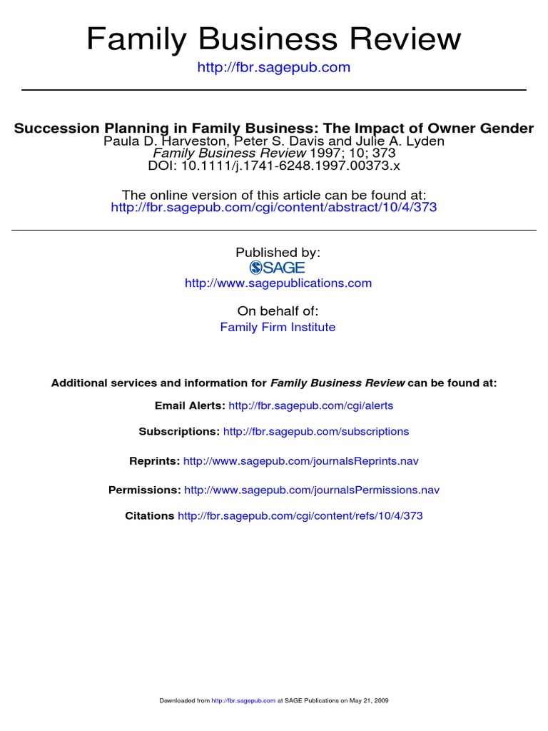 Succession in Planning in Family Business | PDF | Succession Planning ...
