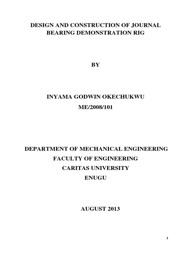Journal Bearing Design and Rig Construction | PDF | Bearing (Mechanical ...