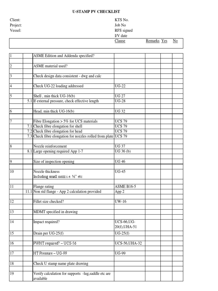ASME U Stamp Compliance Checklist | PDF | Science & Mathematics ...