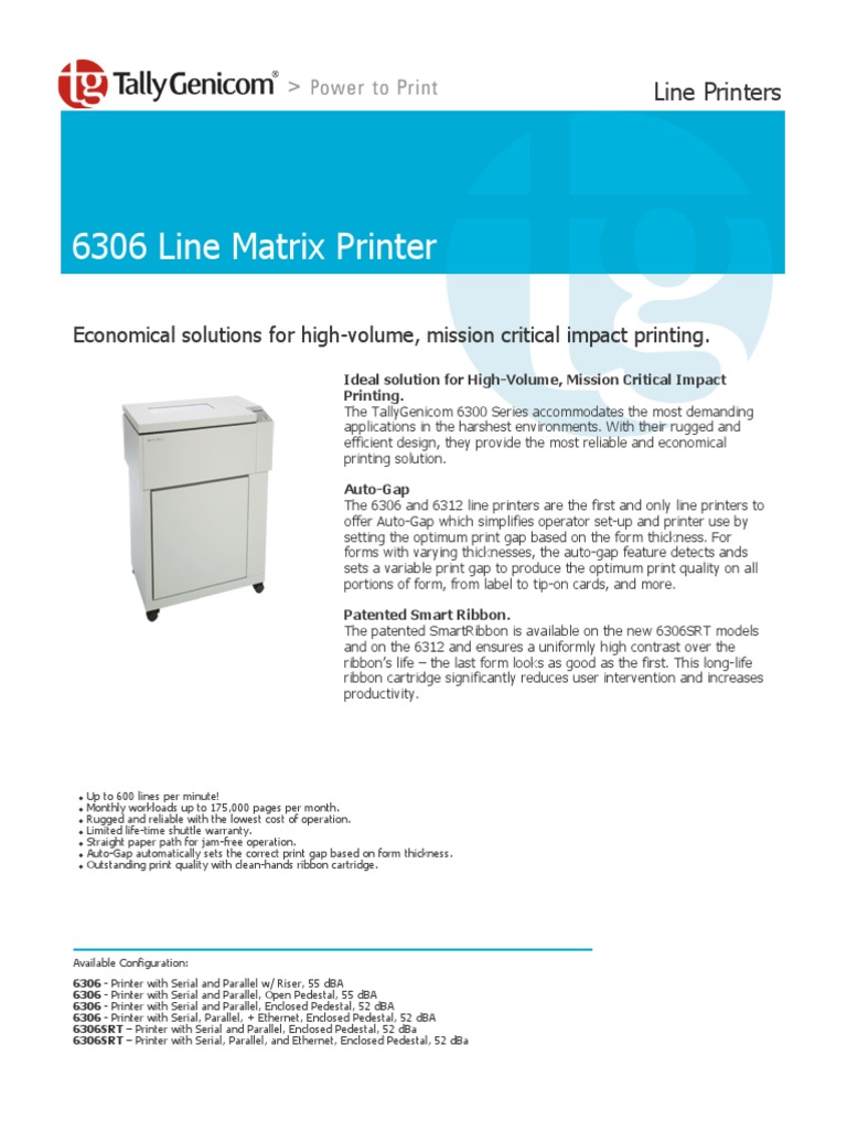 6306 Line Matrix Printer: Economical Solutions For High-Volume, Mission ...