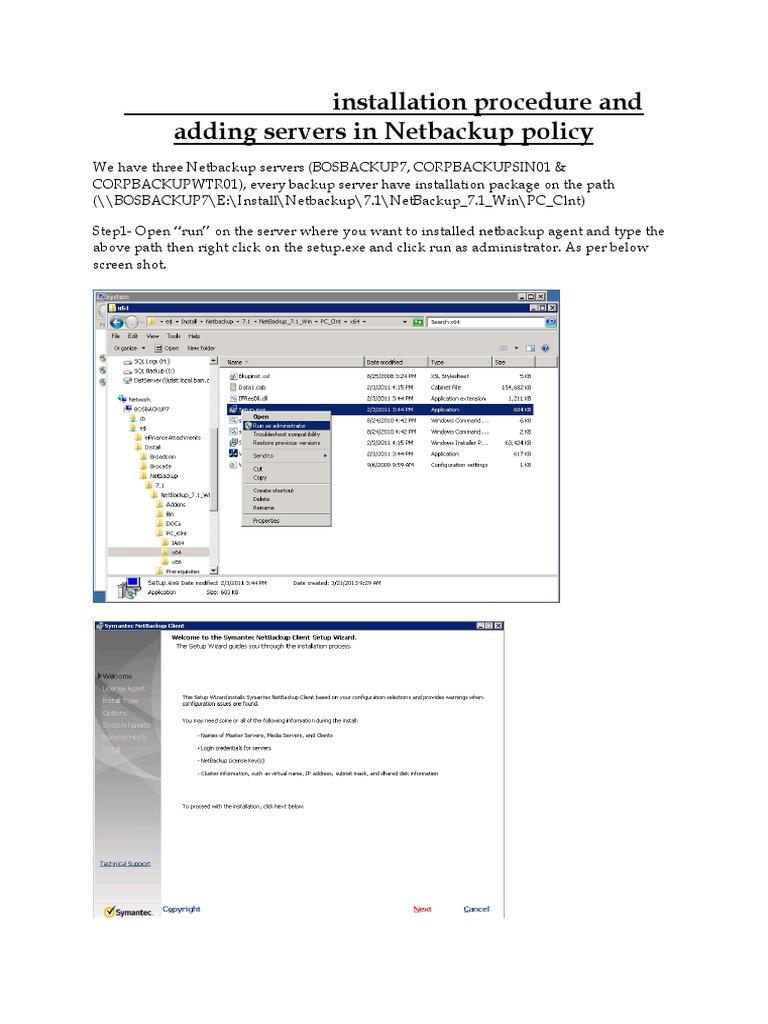 Netbackup Agent Installation and Adding Server To Backup Policy | PDF ...