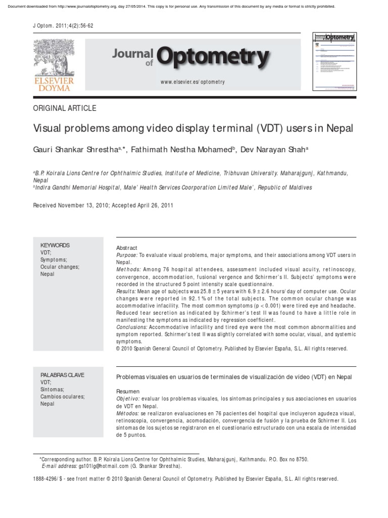 Optometry: Journal | PDF | Human Eye | Statistics
