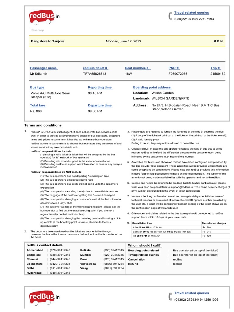 RedBus Ticket | PDF | Ticket (Admission) | Bus