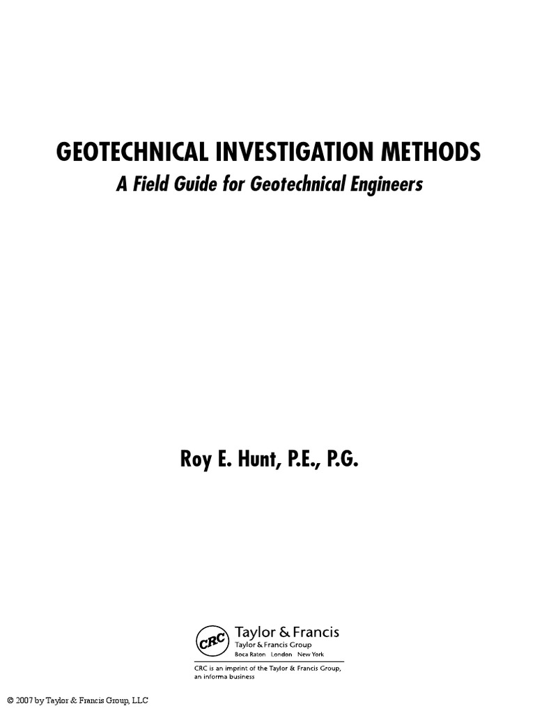 Geotechnical Investigation Methods: A Field Guide For Geotechnical Engineers | PDF | Geology ...