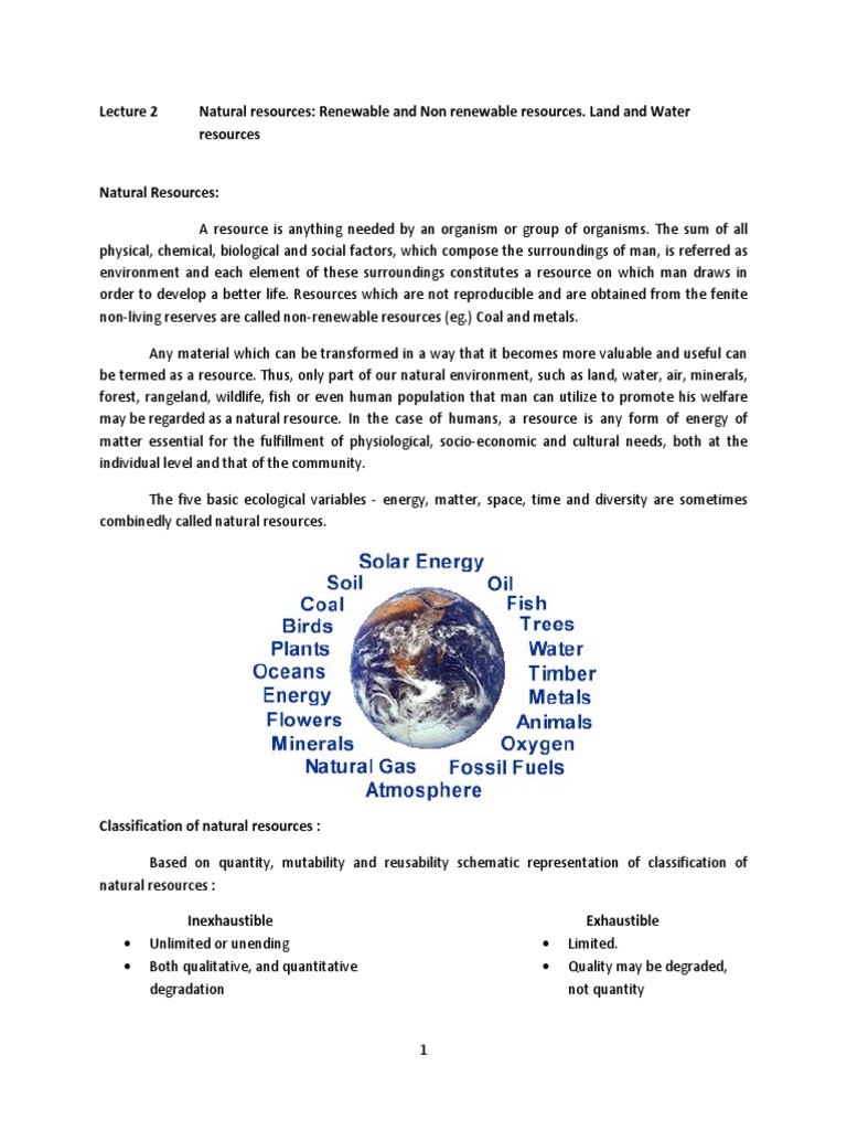 Lec02 Natural Resources | PDF | Water Resources | Water Scarcity