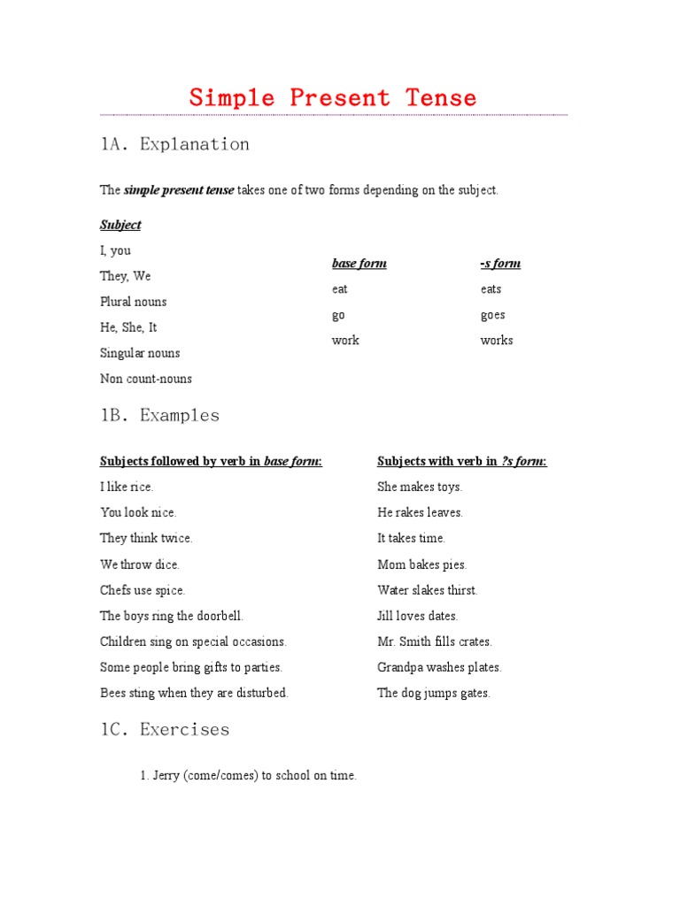 Simple Present Tense Explained | PDF | Language Mechanics | Syntax