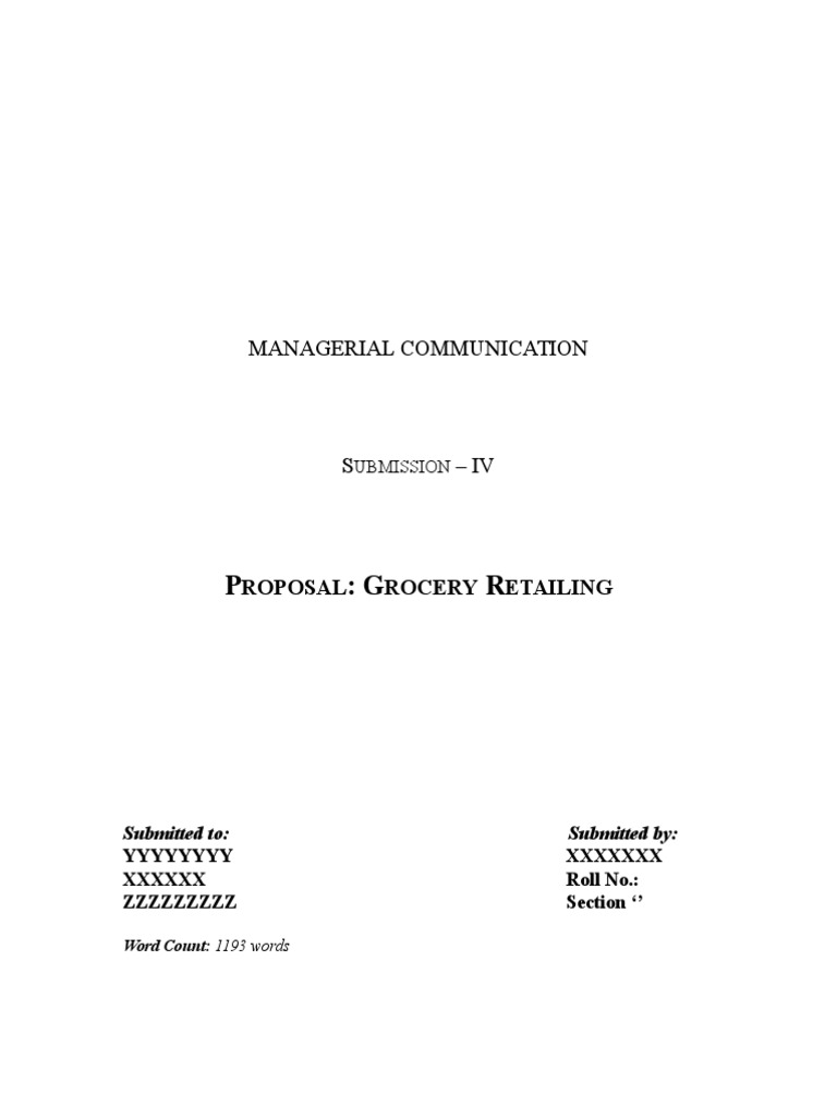 Sample Proposal 1 | PDF | Grocery Store | Retail