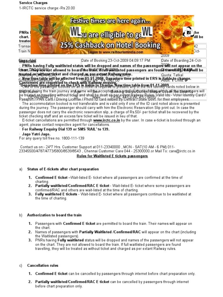 E-Ticket Rules for Waitlisted Passengers | PDF | Identity Document ...