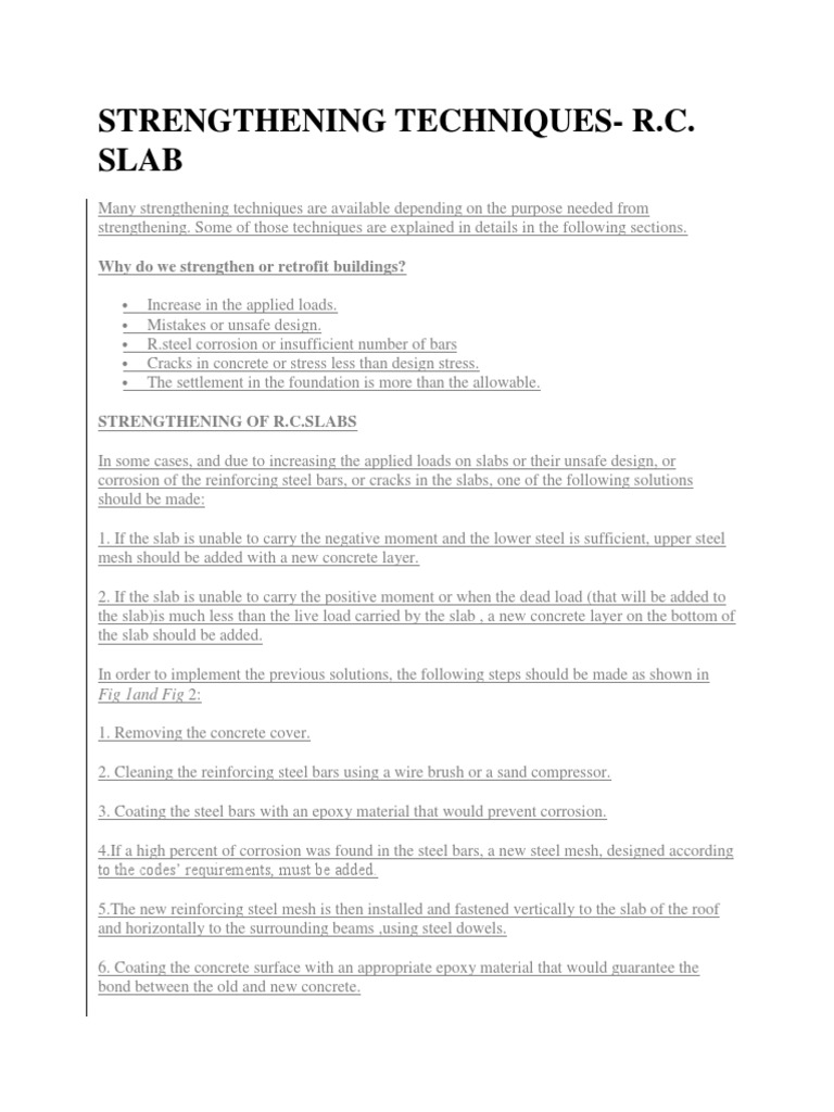 Strengthening Techniques-R.C. Slab: Why Do We Strengthen or Retrofit ...