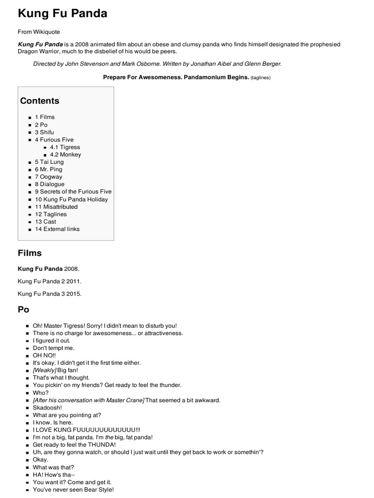 Kung Fu Panda PDF | PDF