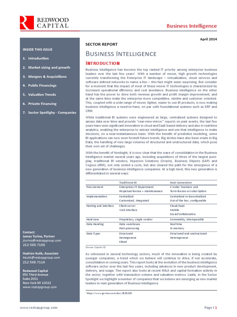 Business Intellegence Report April 2014 | PDF | Apache Hadoop | No Sql