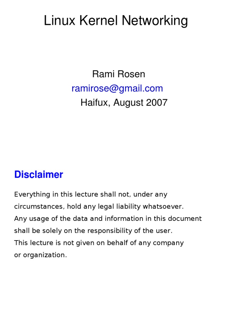 Linux Kernel Networking Walkthrough | PDF | Ip Address | Internet Protocols