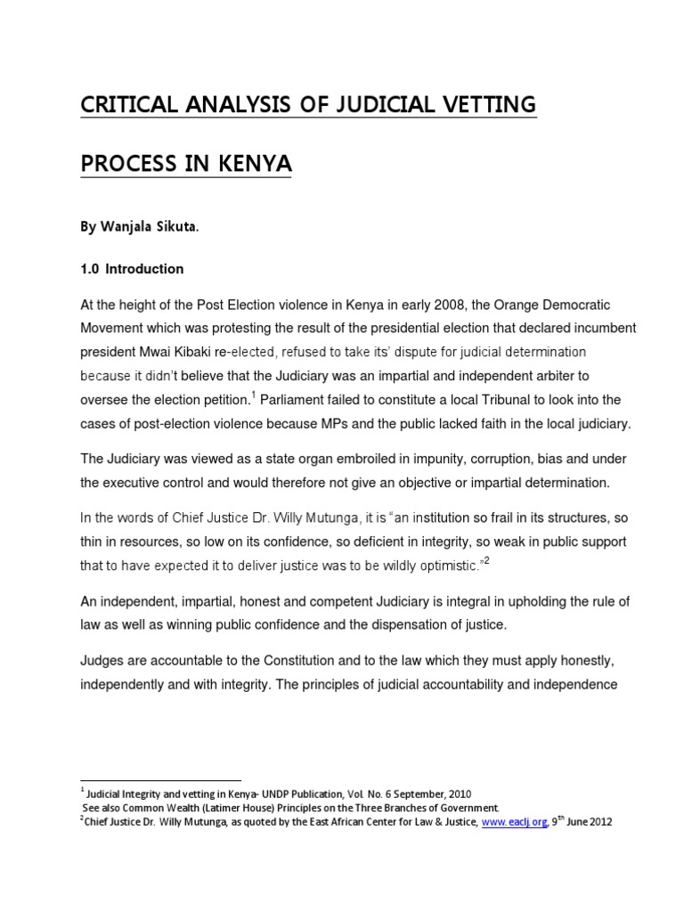 Kenya's Judicial Vetting Analysis | PDF | Judiciaries | Right To A Fair ...
