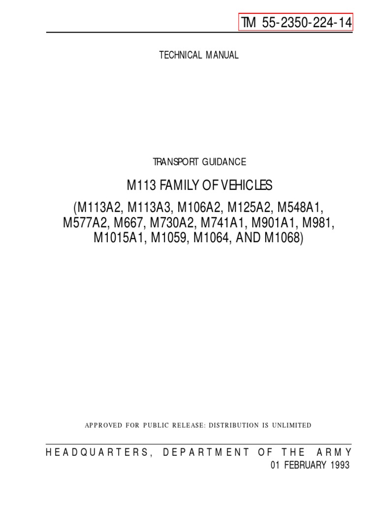 M113 Family of Vehicles Technical Manual | PDF | Armoured Fighting ...