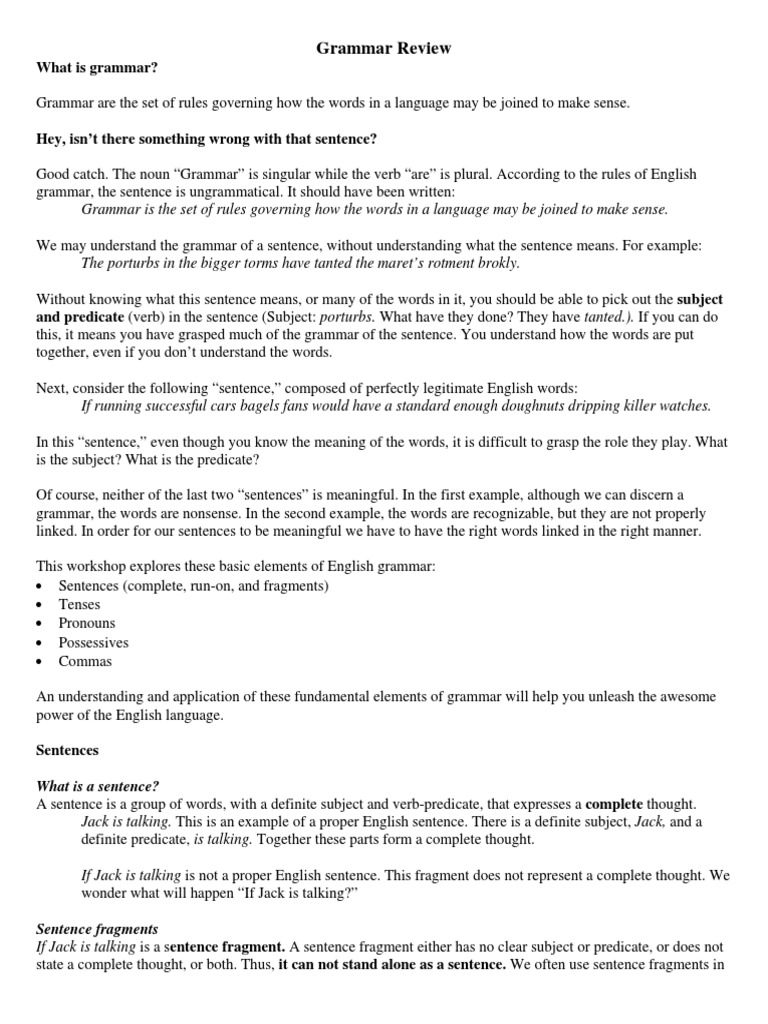 Grammar Review | PDF