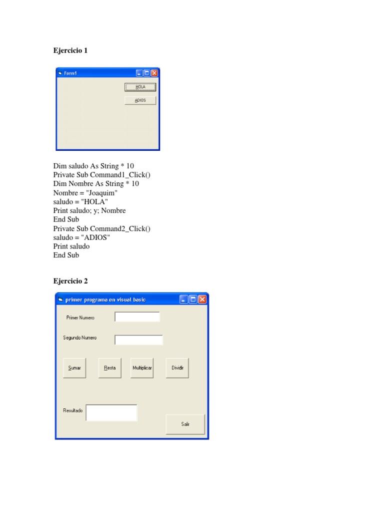 Ejercicios Visual Basic | PDF | Point and Click | Software