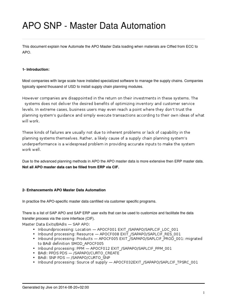 APO SNP MD Automation | PDF | Enterprise Resource Planning ...