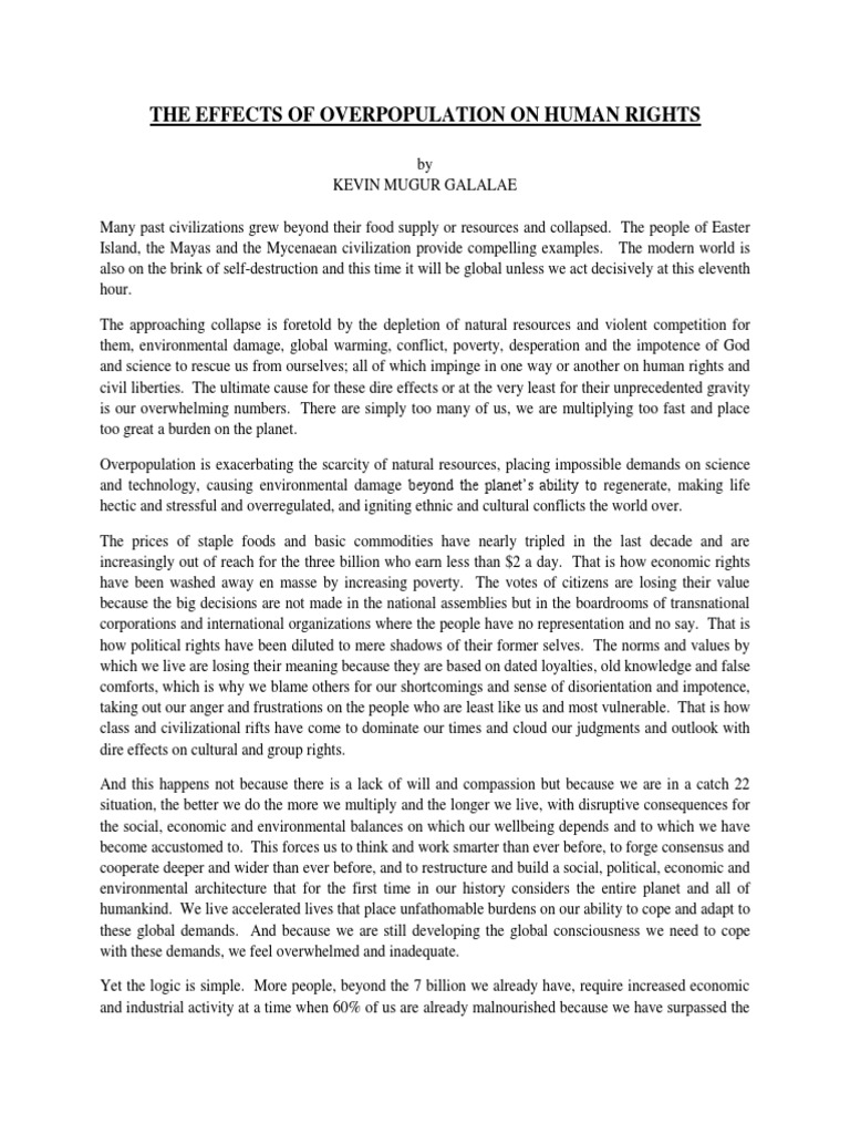 Overpopulation and the Erosion of Human Rights: How Excessive ...