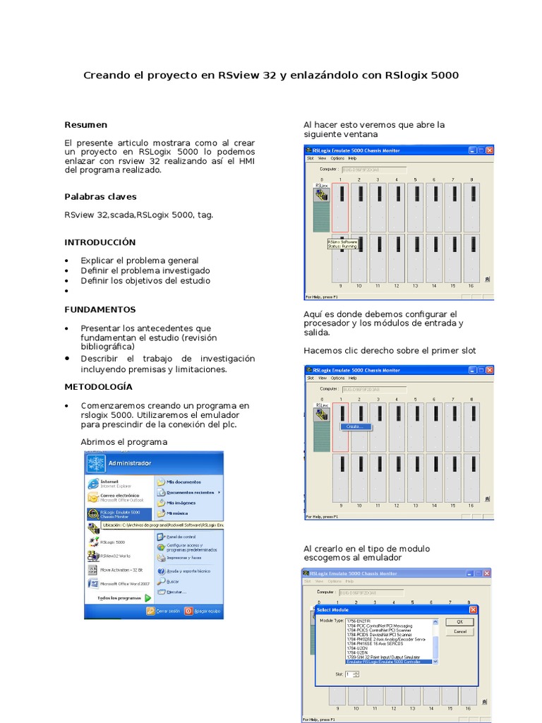Creando El Proyecto Con Rsview y Rslogix 5000 | Descargar gratis PDF ...