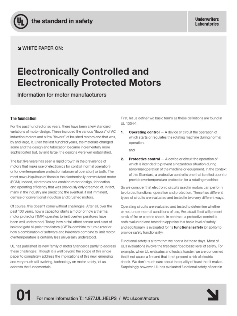 UL Appliances Motors For Motor Manuf Whitepaper 06292010 UL 1004 | PDF ...