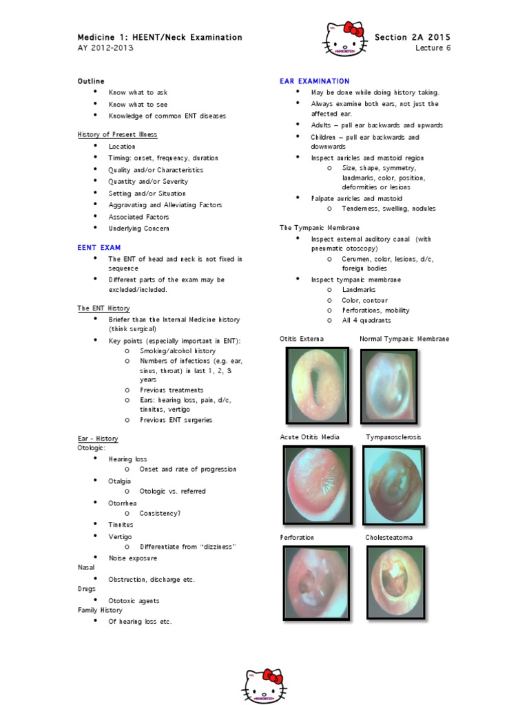 HEENT Examination Guide for Medicine | PDF | Ear | Hearing