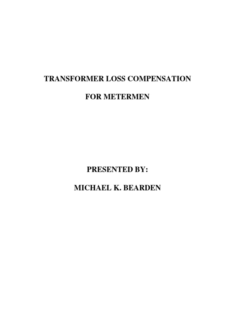 Transformer Loss Compensation For Metermen | PDF | Transformer ...
