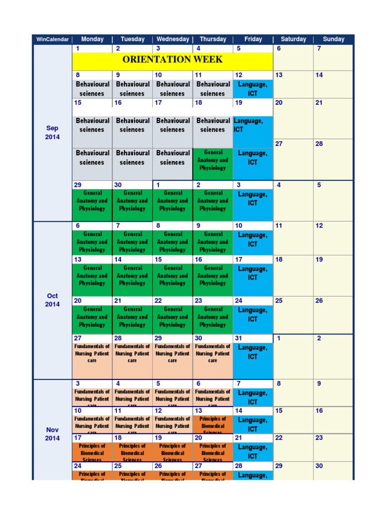 WinCalendar Nursing Student Timetable | PDF | Academic Term | Nursing
