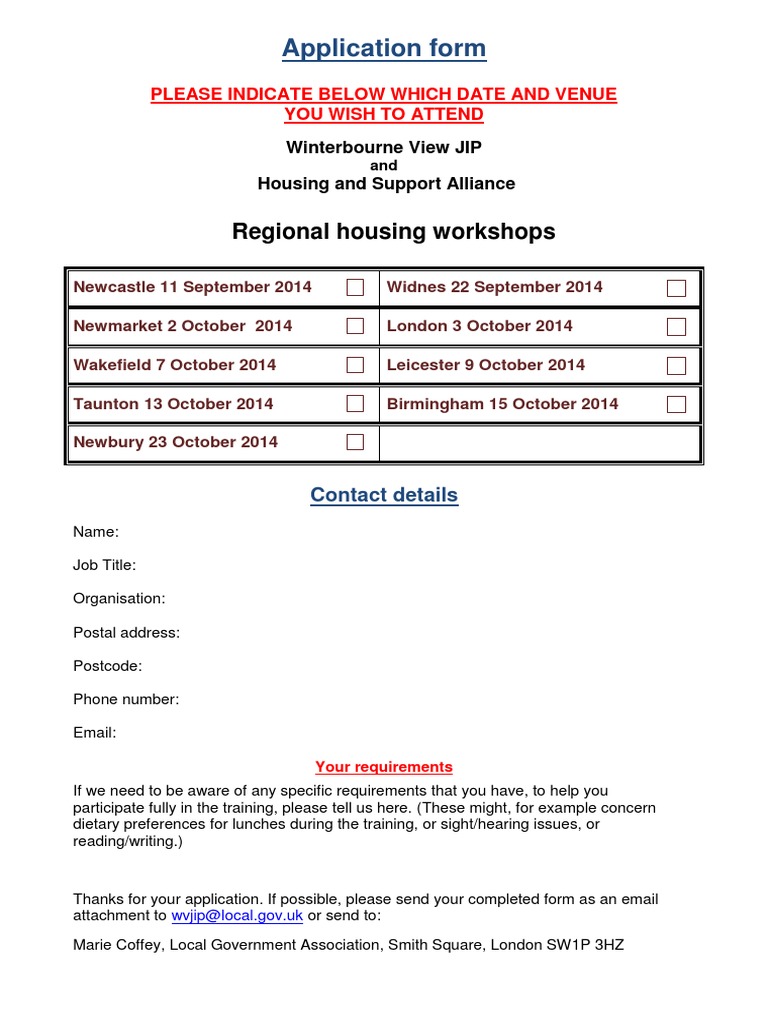 Regional Housing Workshop Application | PDF | Career & Growth