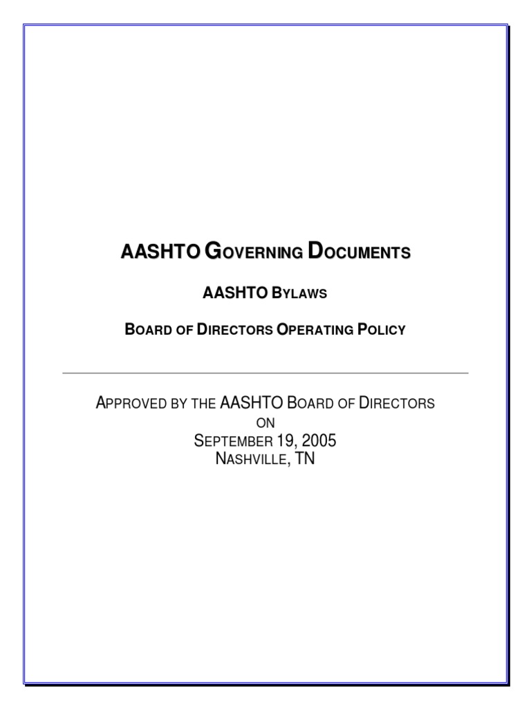 AASHTO 2005GoverningDocuments | PDF | Committee | Board Of Directors