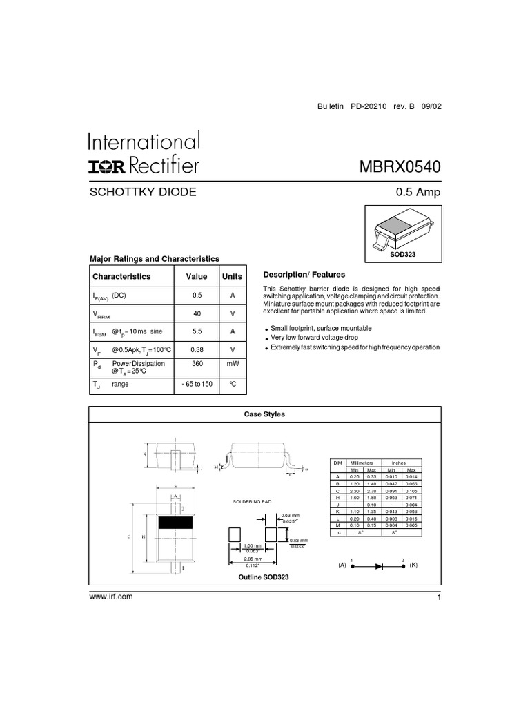 mbrx0540 Schottky Barrier Diode | PDF | Diode | Electronic Engineering