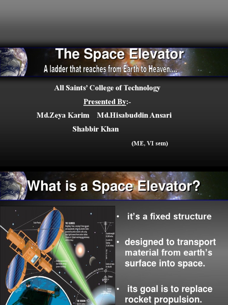 Space Elevator: Design and Challenges | PDF | Spaceflight | Space Based ...