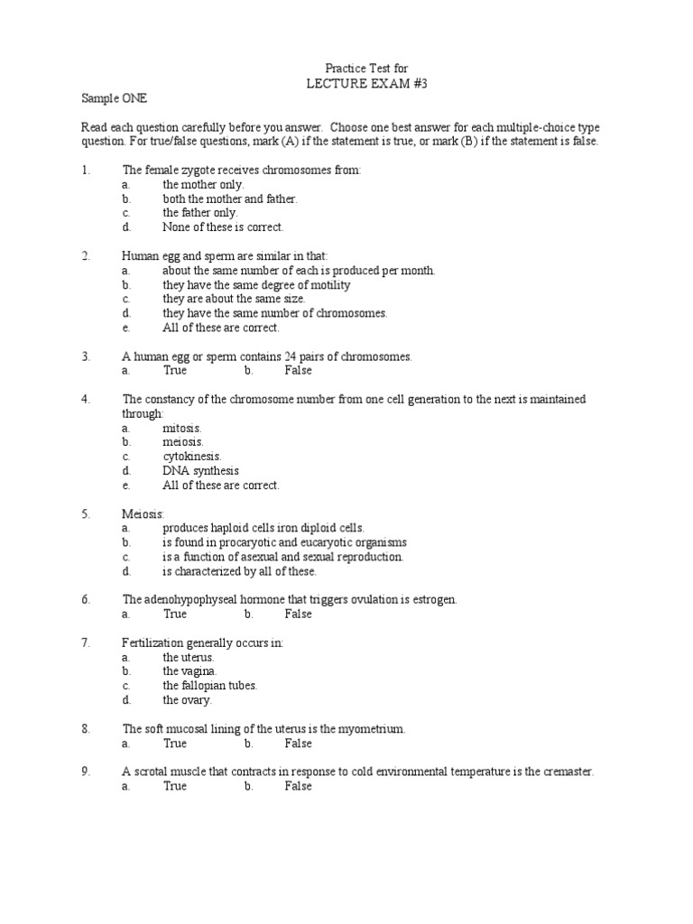 Anatomy 102 Practice Exam #3 | PDF | Menstrual Cycle | Dominance (Genetics)