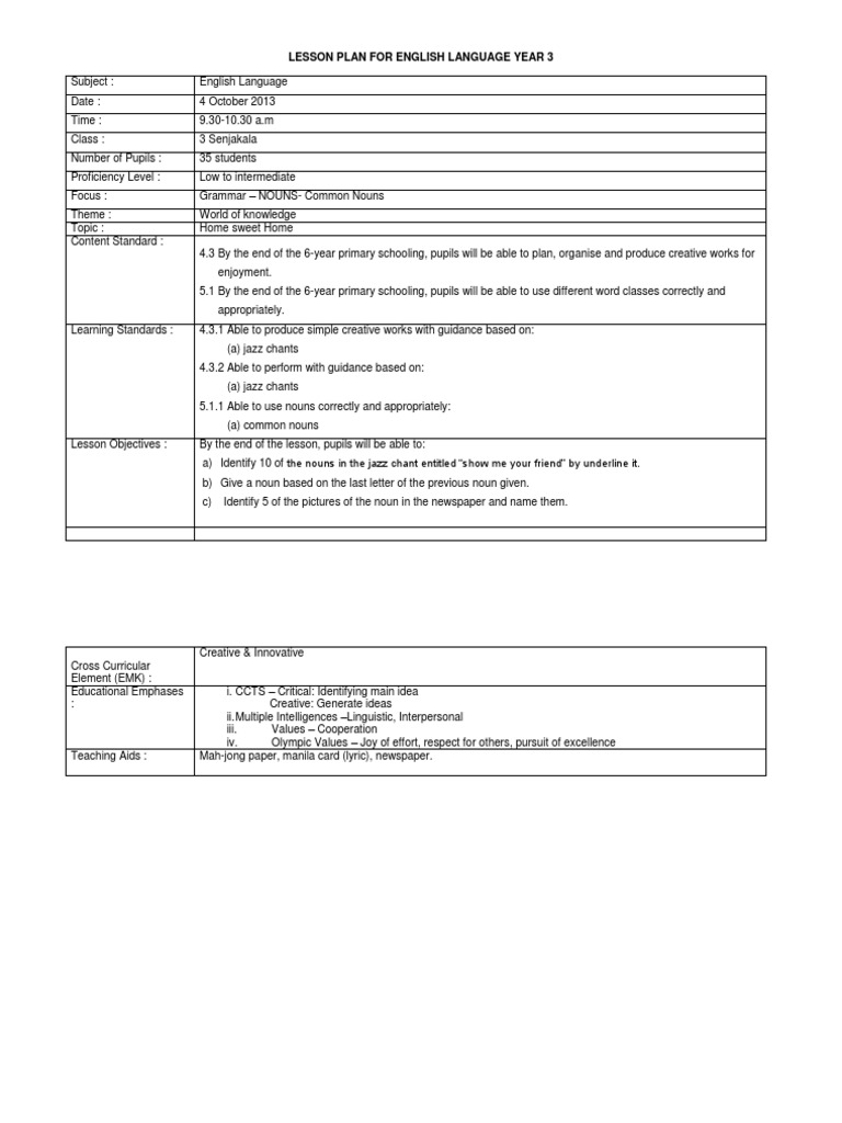 TG Lesson Plan | PDF | Lesson Plan | Cognition