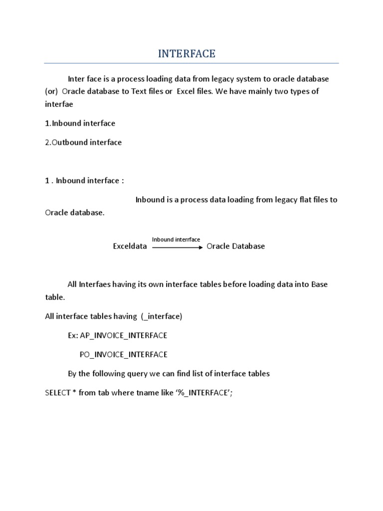 Interface PDF | PDF | Application Programming Interface | Pl/Sql